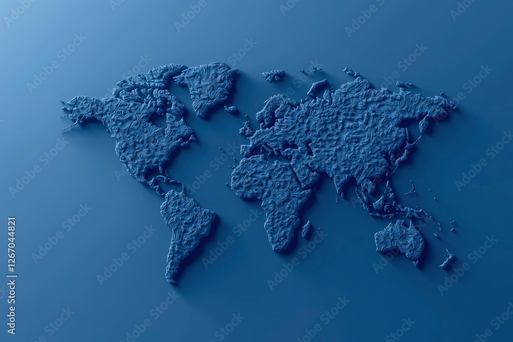 Blue World map. Depicting geographic data, use for global presentations ...