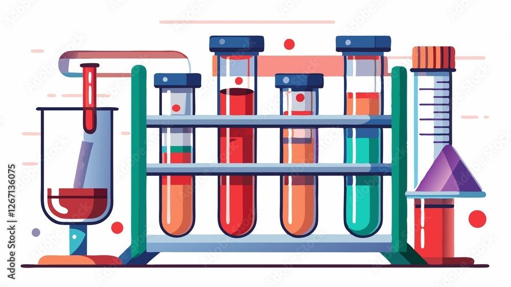 This image showcases a blood sample in a test tube within a laboratory ...