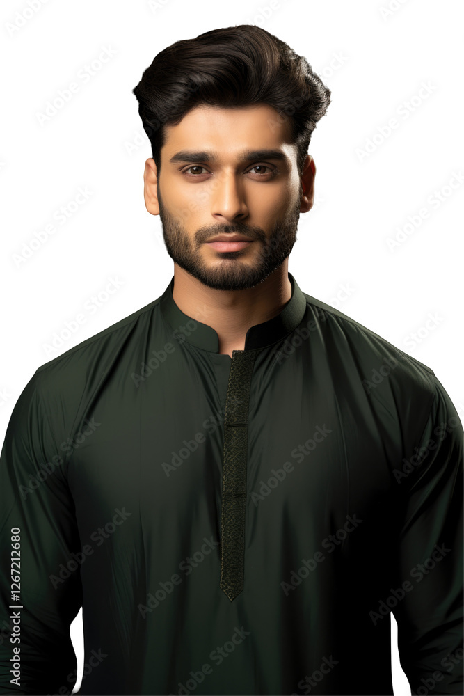 Handsome Indian Muslim Man Wearing Green Kurta a Traditional Attire for ...