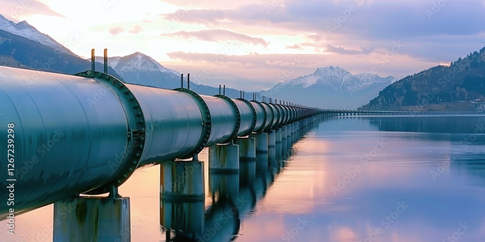 H2 pipeline in an industrial setting, highlighting modern ...