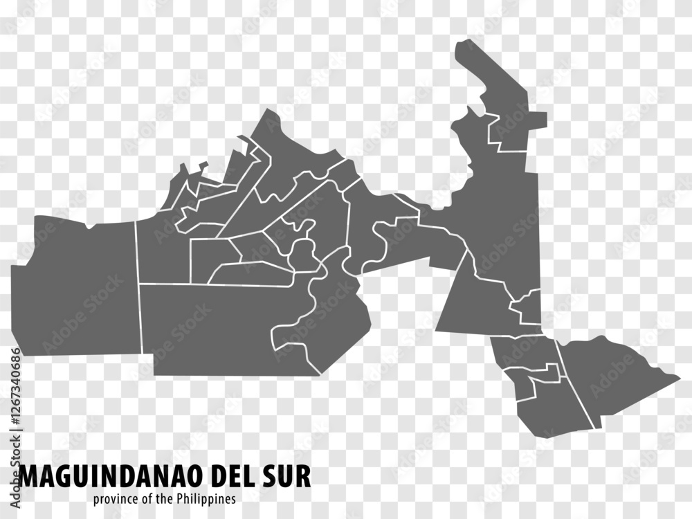 Blank map Maguindanao del Sur of Philippines. High quality map ...