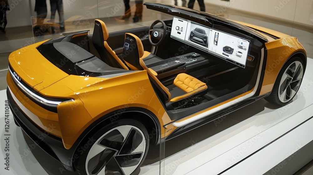 High detail projection of an electric vehicle interior being designed ...