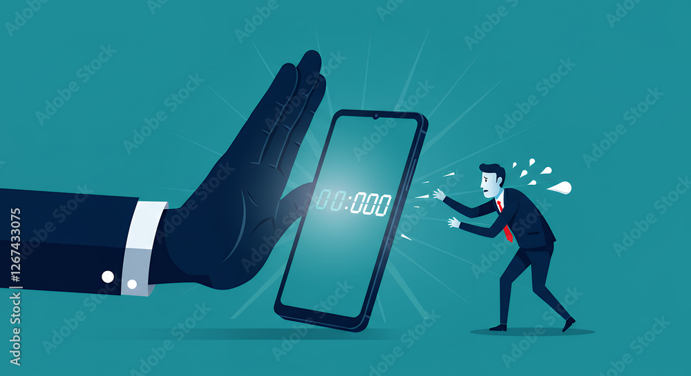 Time Pressure: Businessman Racing Against Deadline Shown on Phone ...