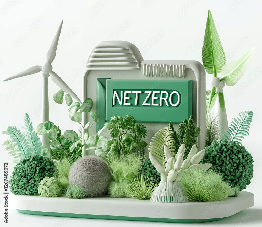 Net zero efficiency neutrality. Image depicting a net-zero business model focused on carbon ...