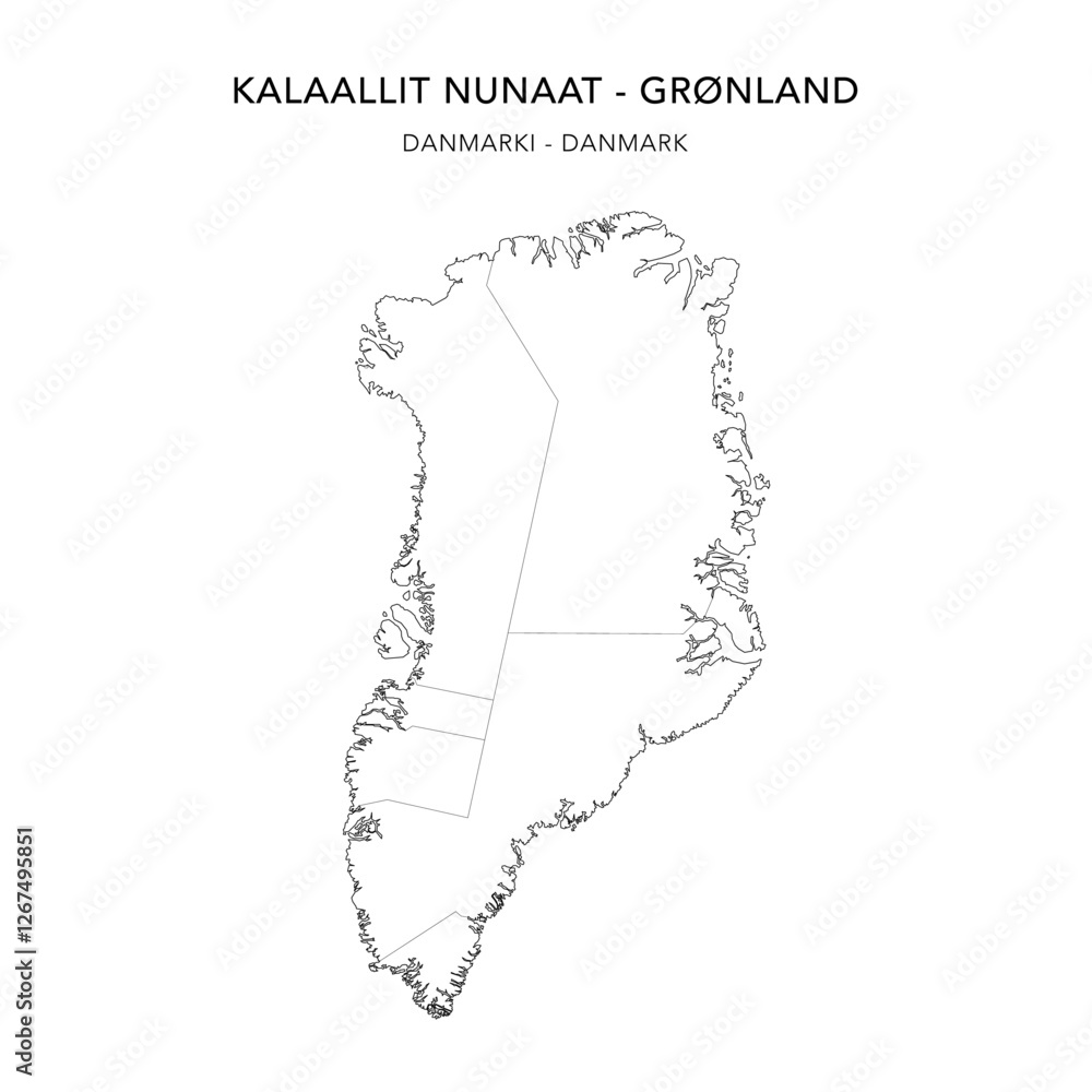 Geopolitical Vector Map of Greenland (Kalaallit Nunaat - Grønland) with ...