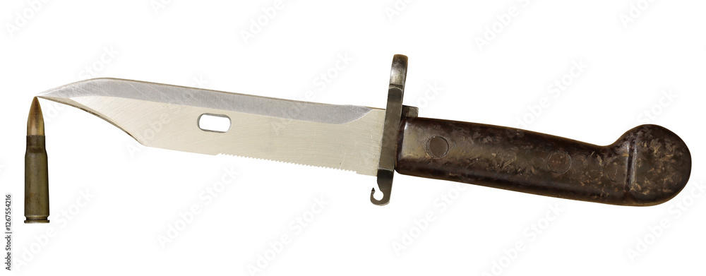 old ak-47 bayonet and 7.62x39 ammo isolateds on transparent background ...