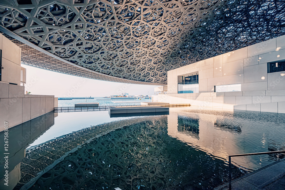 17 January 2025, Abu Dhabi, UAE: Modern architecture of Louvre Museum ...