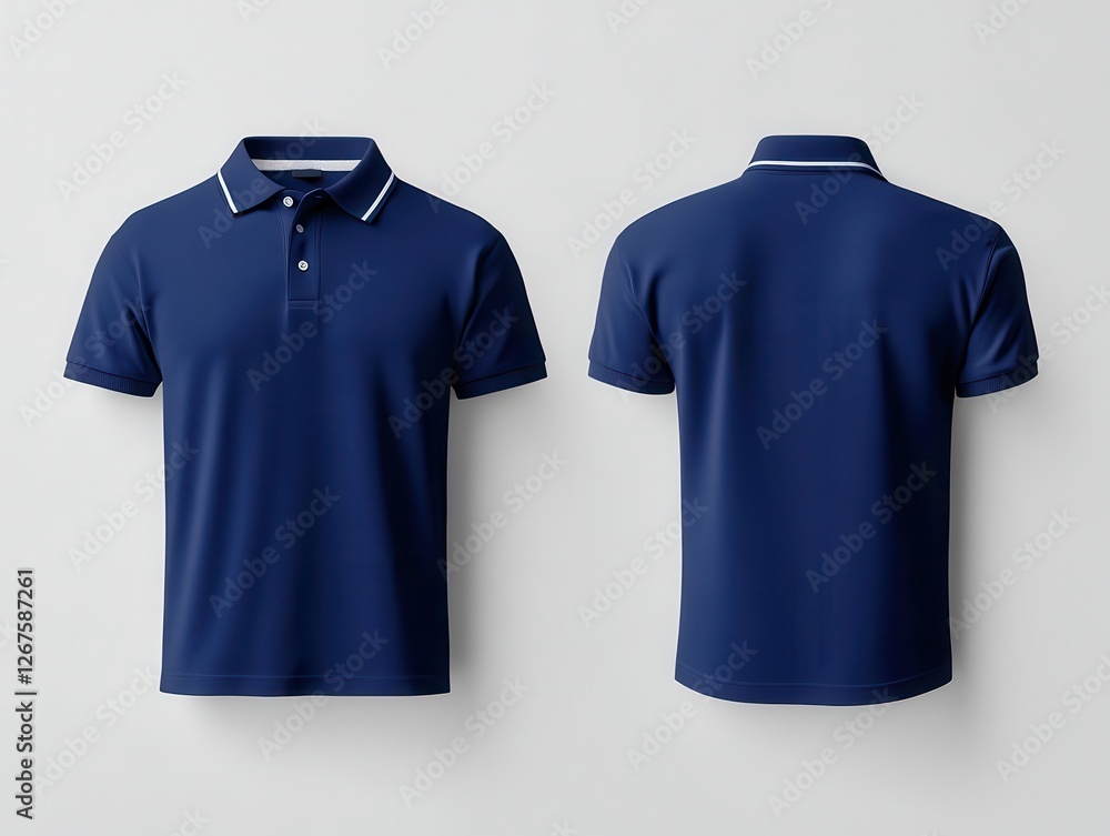 Navy blue polo shirt mockup. Navy blue polo shirt displayed from front ...