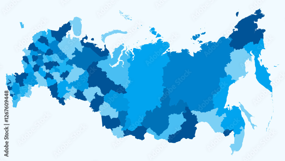 Map of Russia with regions. Just a simple country border map with ...