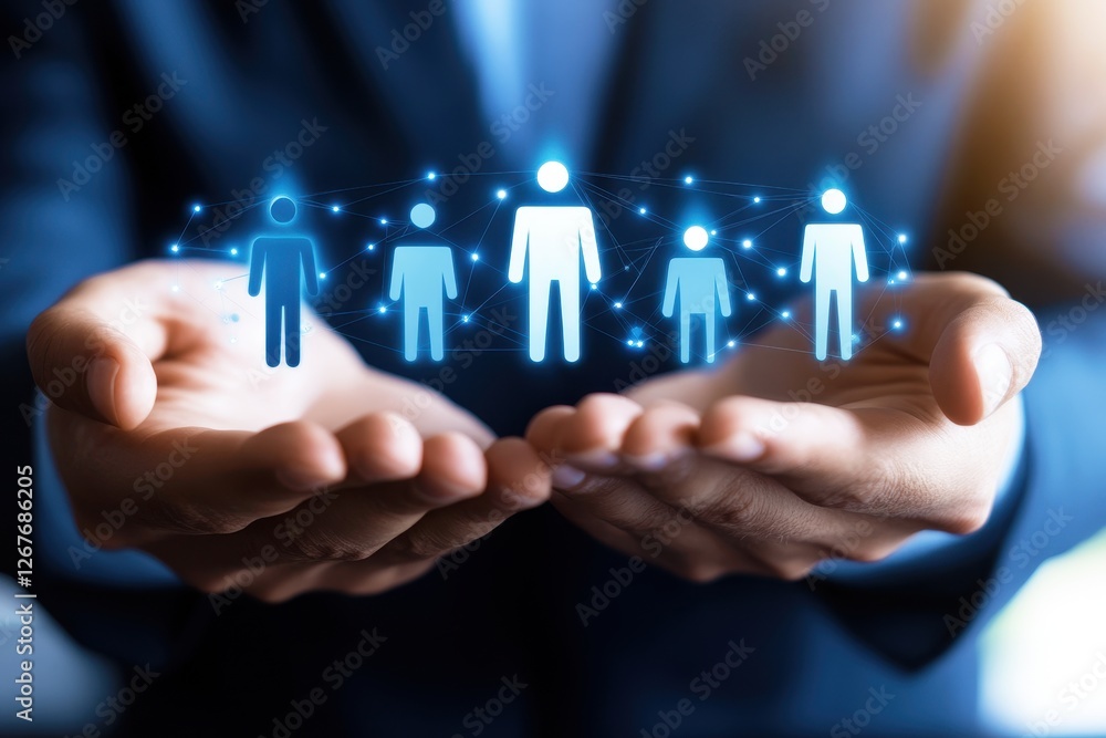 Hands Holding Digital Representation of Human Network Connection ...