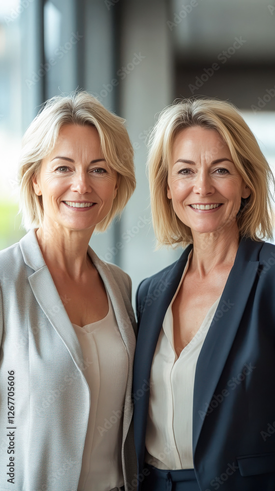 Twin sisters executive businesswomen family business leadership ...