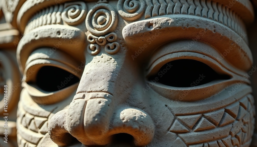 Intricate Olmec colossal head with detailed texture showcasing deep ...