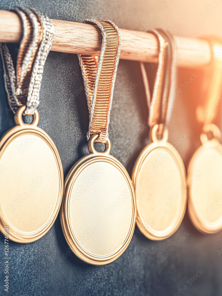 Celebrating success indoor of medals on display at competition Stock ...