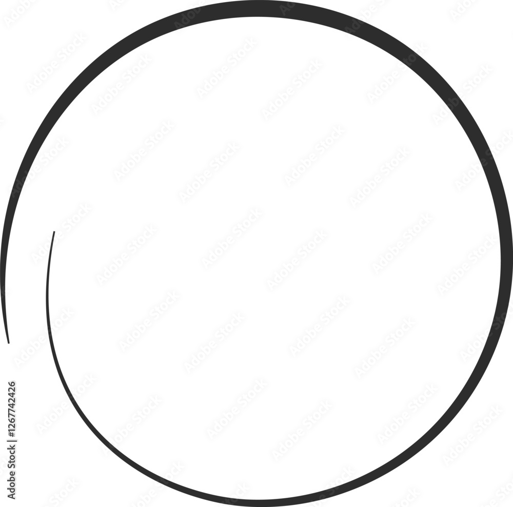 Simple graphic featuring an incomplete circle with two curved lines ...