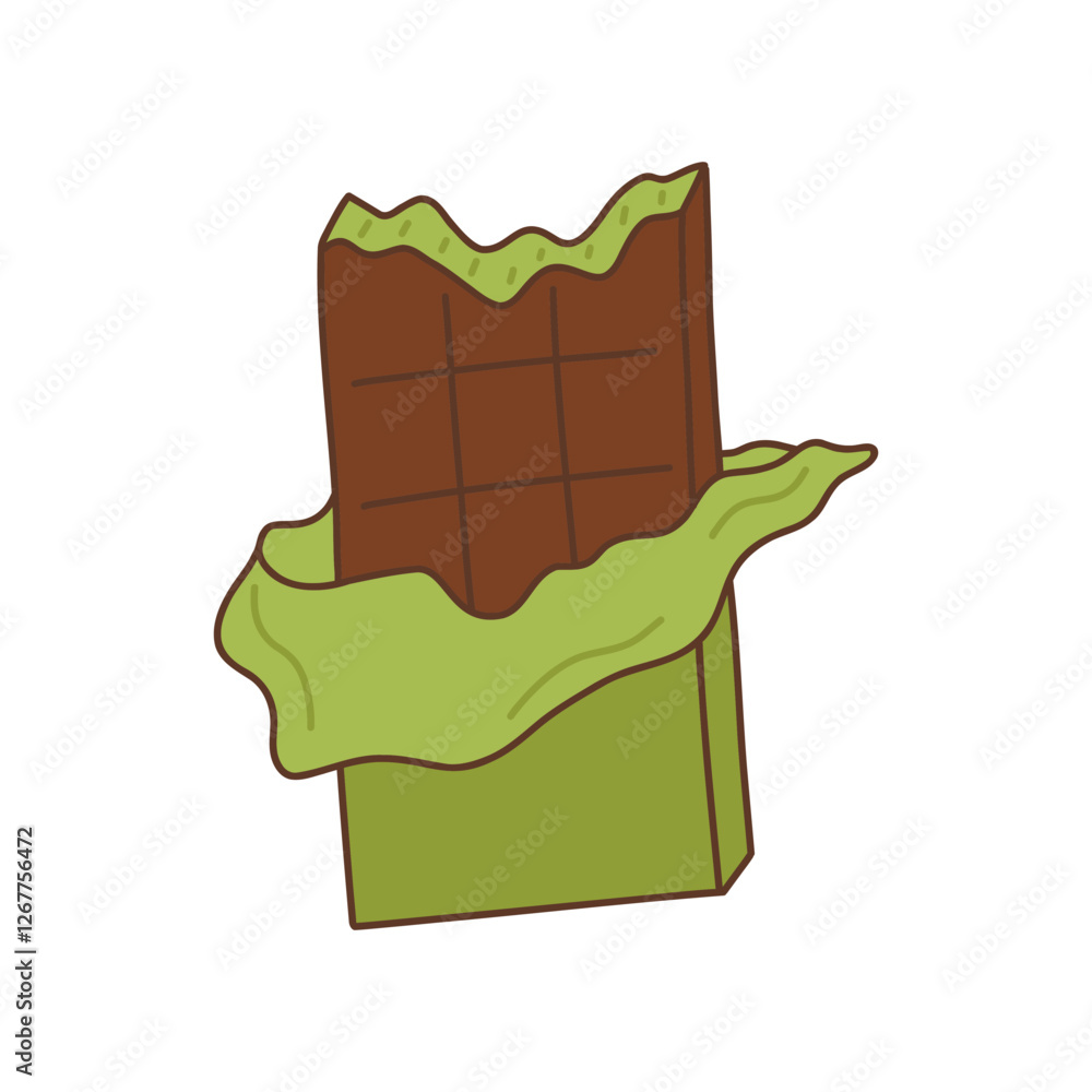 Dubai chocolate bar doodle. Milk chocolate with pistachio filling and ...
