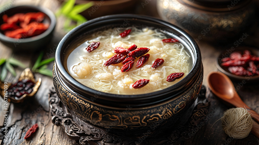 Bird’s Nest Soup A rare delicacy made from swiftlet nests, simmered ...