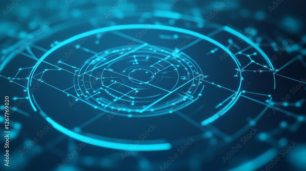 AI-driven astrology chart mapping cosmic zodiac energies with floating ...