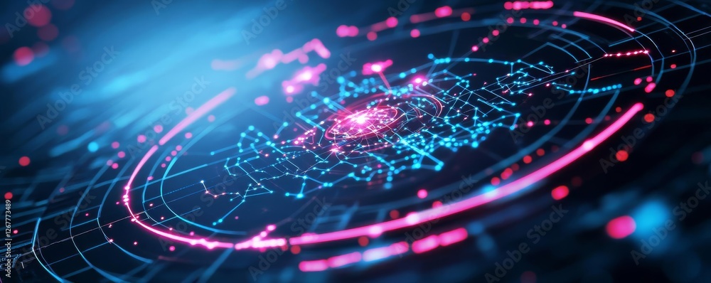 Digital holographic birth chart with spinning neon constellations and ...