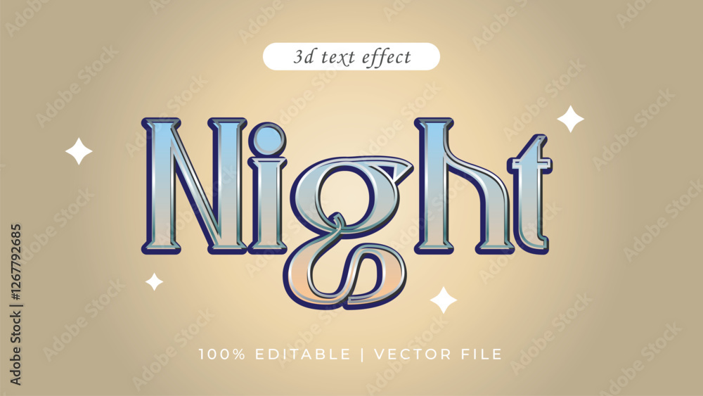 Night 3d text effect eps vector, text effects fully Editable Stock Vector | Adobe Stock