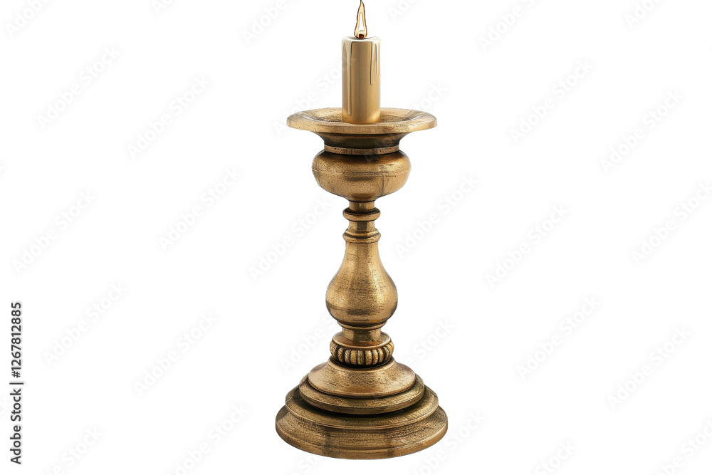 Antique-style candlestick with ornate carvings and a decorative base ...