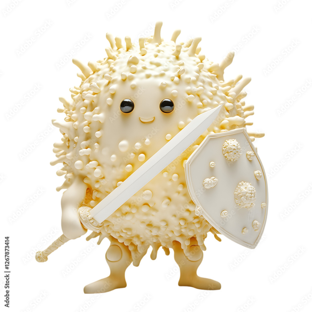Mighty immune system warrior with shield and sword ready for battle ...
