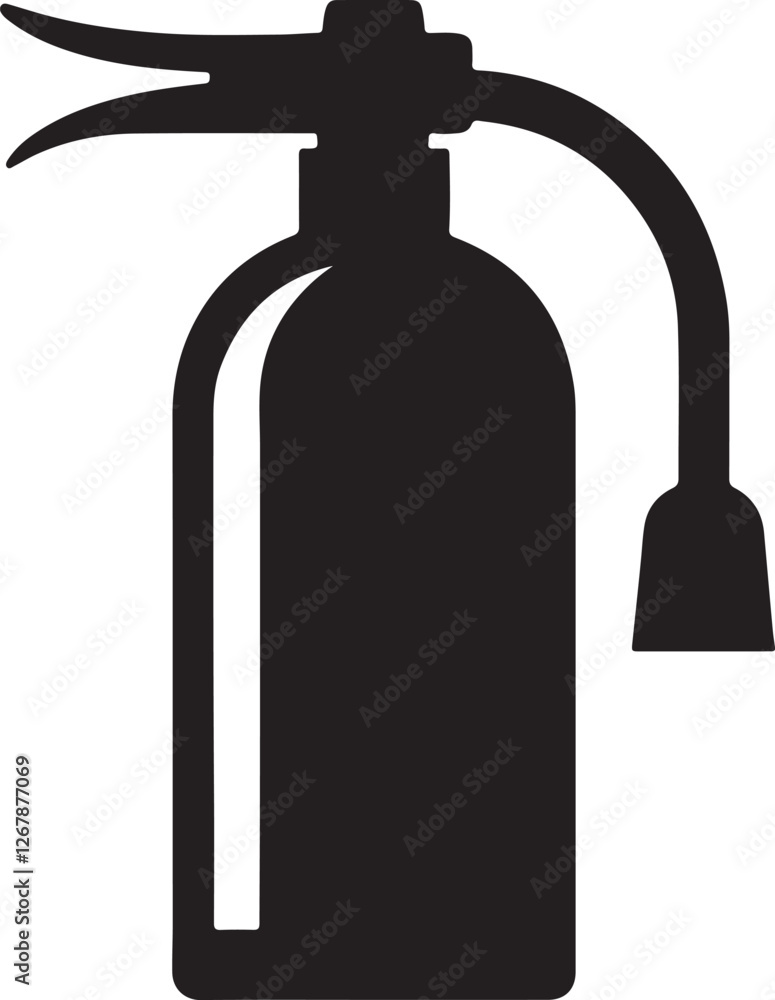 fire extinguisher silhouette, black and white silhouette, vector and ...