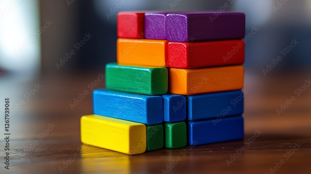 Photo Stock Understanding merge sort through visual blocks arranged by ...