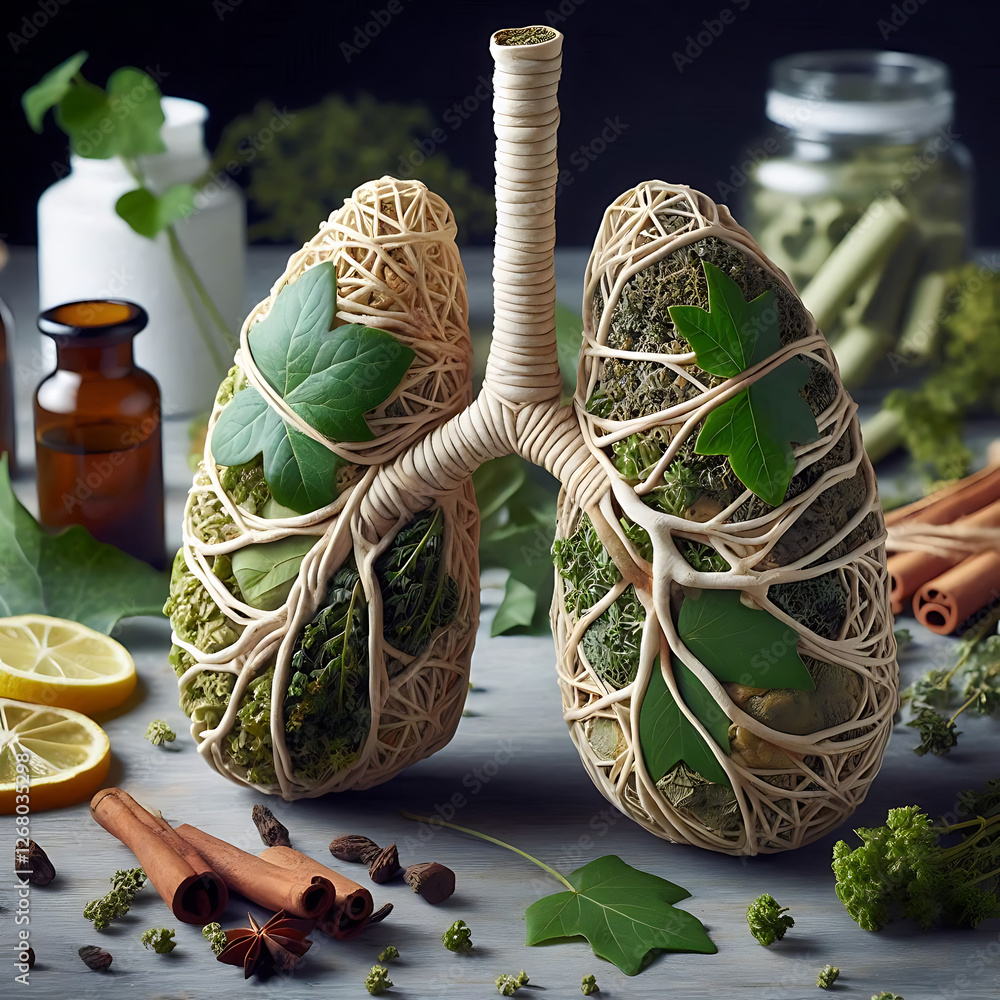 Lungs care. Light breathing concept. Cartoon body respiratory organ ...