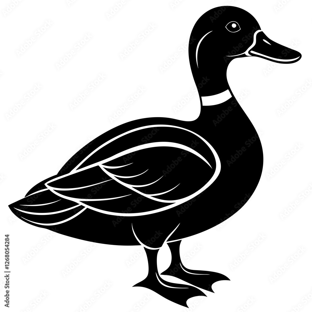 mallard duck black silhouette vector, Simple silhouette Design vector ...