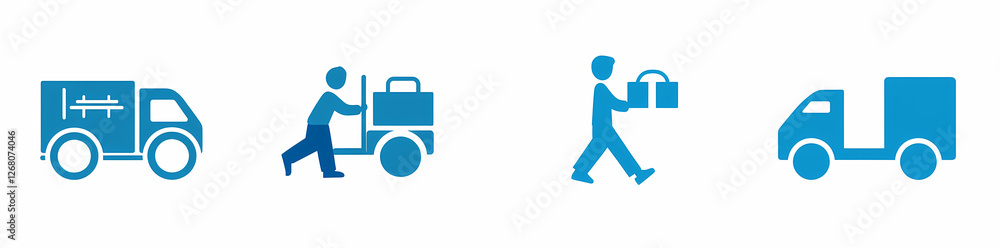 Ilustración de Stock Delivery Process Icons: A set of four simple ...