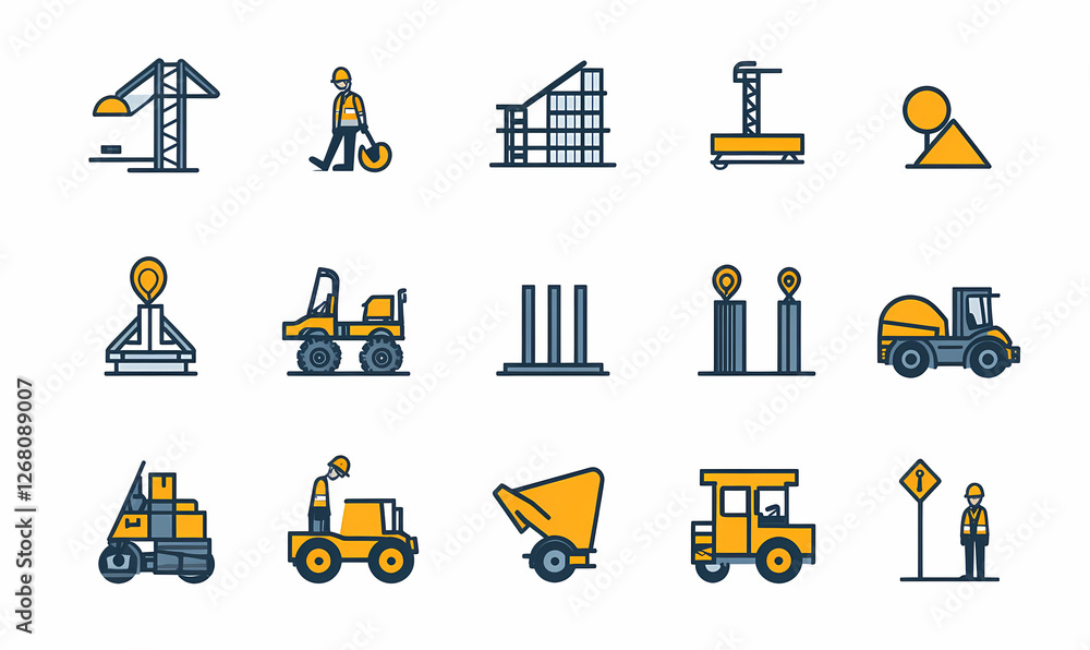 Construction Icons Set: A collection of 16 construction icons, designed ...