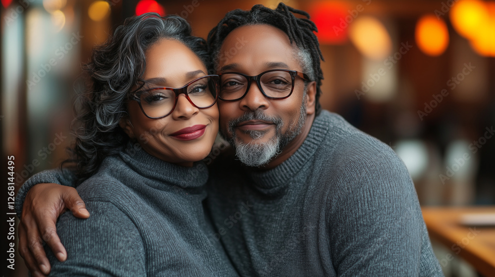 Deeply Connected Senior Black Couple on an Intimate Date at Cozy Café ...