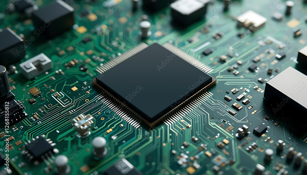 Green Computer Motherboard With Electronic Circuit High Performance