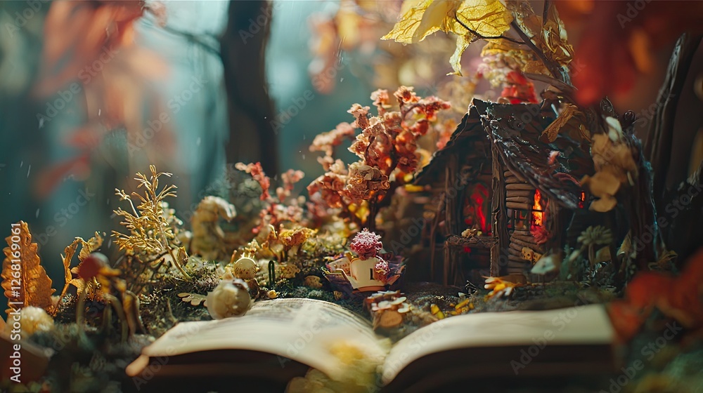 A close-up of a child engaging with an AR storybook, with characters ...