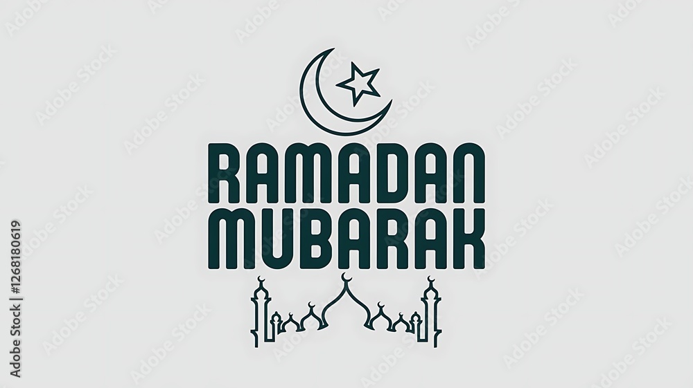 Ramadan Mubarak in a modern, bold typography font, illustration for ...