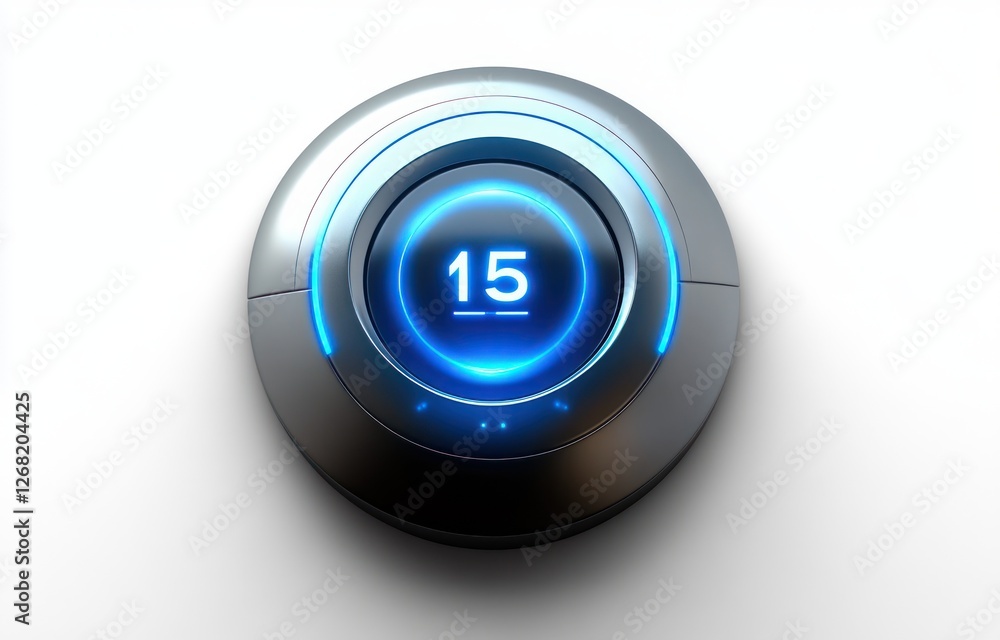 Futuristic Blue Start Button with Glowing Outline Year 2025 on White ...