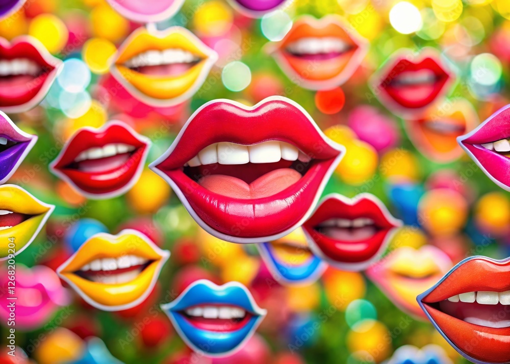 Happy Mouth PNG Stickers: Smiling Lips Landscape Photography Set Stock ...
