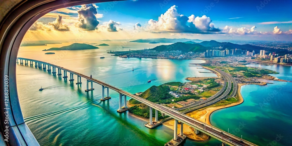 Hong Kong-Zhuhai-Macau Bridge Aerial View: Stunning Ocean Harbor ...