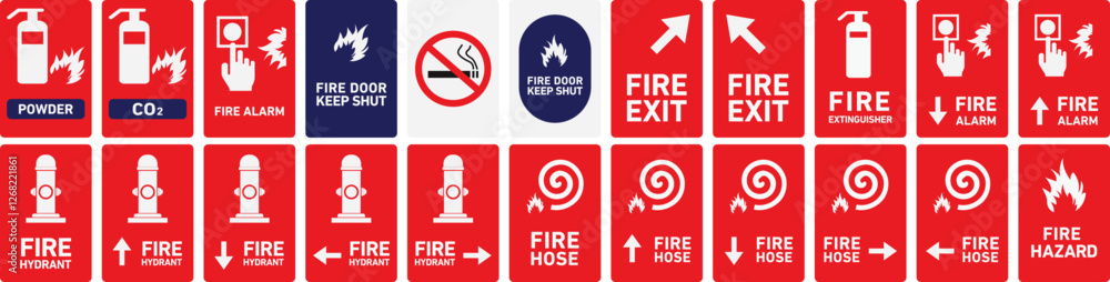 fire safety signs for print to use construction and industrial space ...