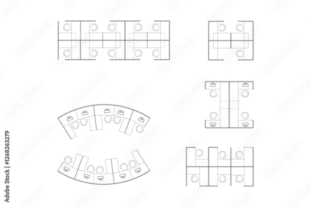 Collections minimalist 2d vector graphic of a office cubical design ...