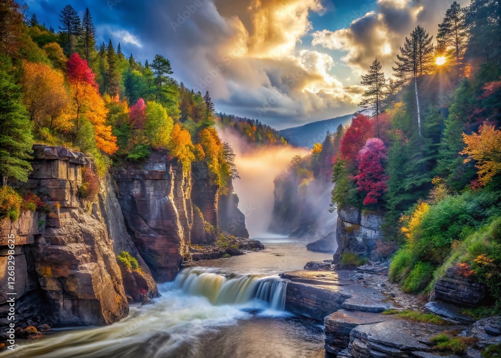 Surreal High Falls Gorge, Ausable River, New York: Dreamlike Waterfall ...