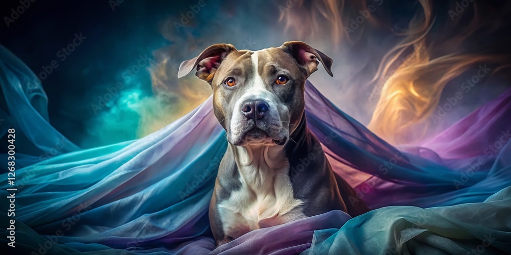 Surreal Studio Portrait: American Pit Bull Terrier, Dreamlike Lighting ...