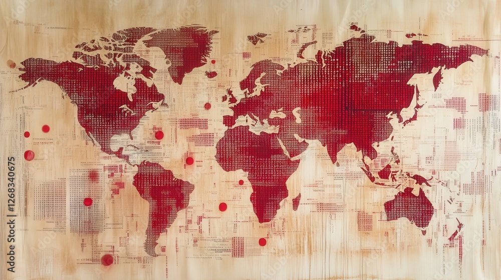 world map with red dots indicating a global ransomware outbreak ...