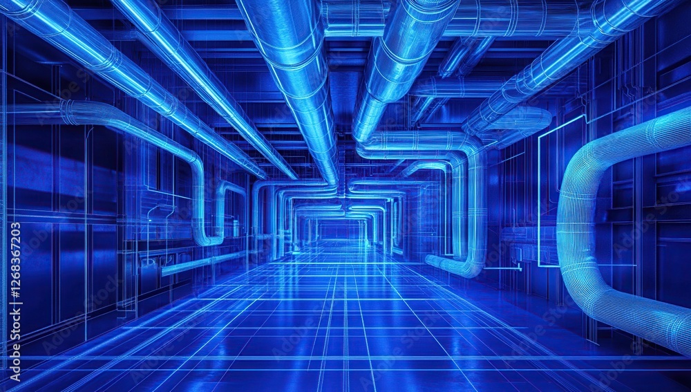 Exploring Industrial Piping Systems: A 3D Model of Complex Metal Tubing ...