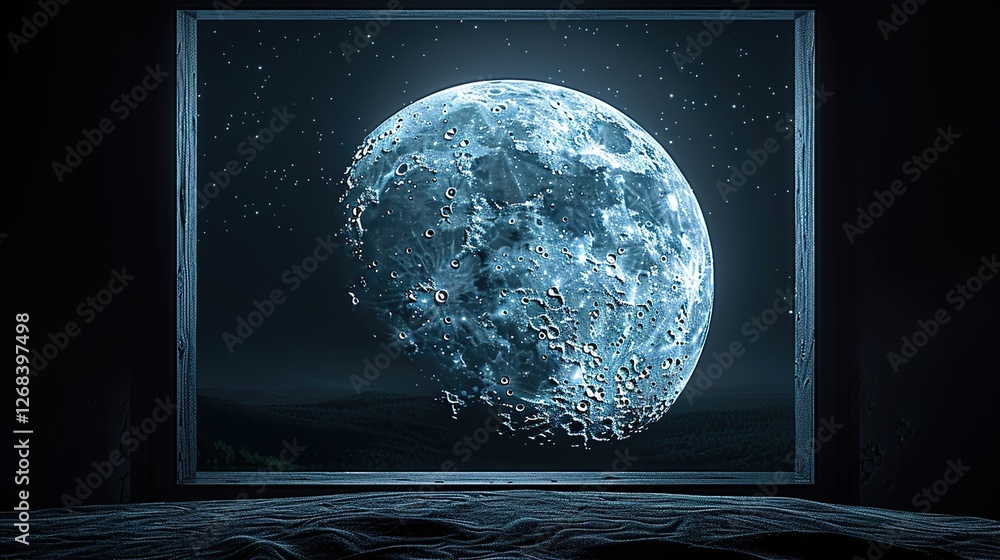 Crescent moon in night sky shining through a bedroom window 8k HD 8K ...