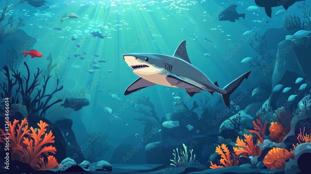 Educational Chart of Shark Habitats and Types Stock Photo | Adobe Stock