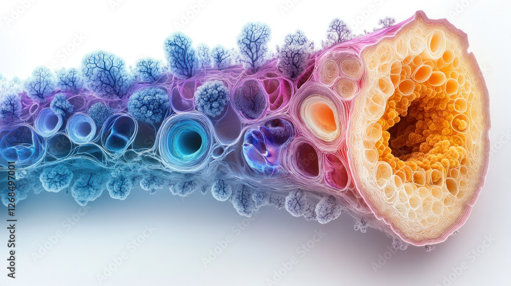 Plant stem cross-section showing vascular bundles, xylem, and phloem ...