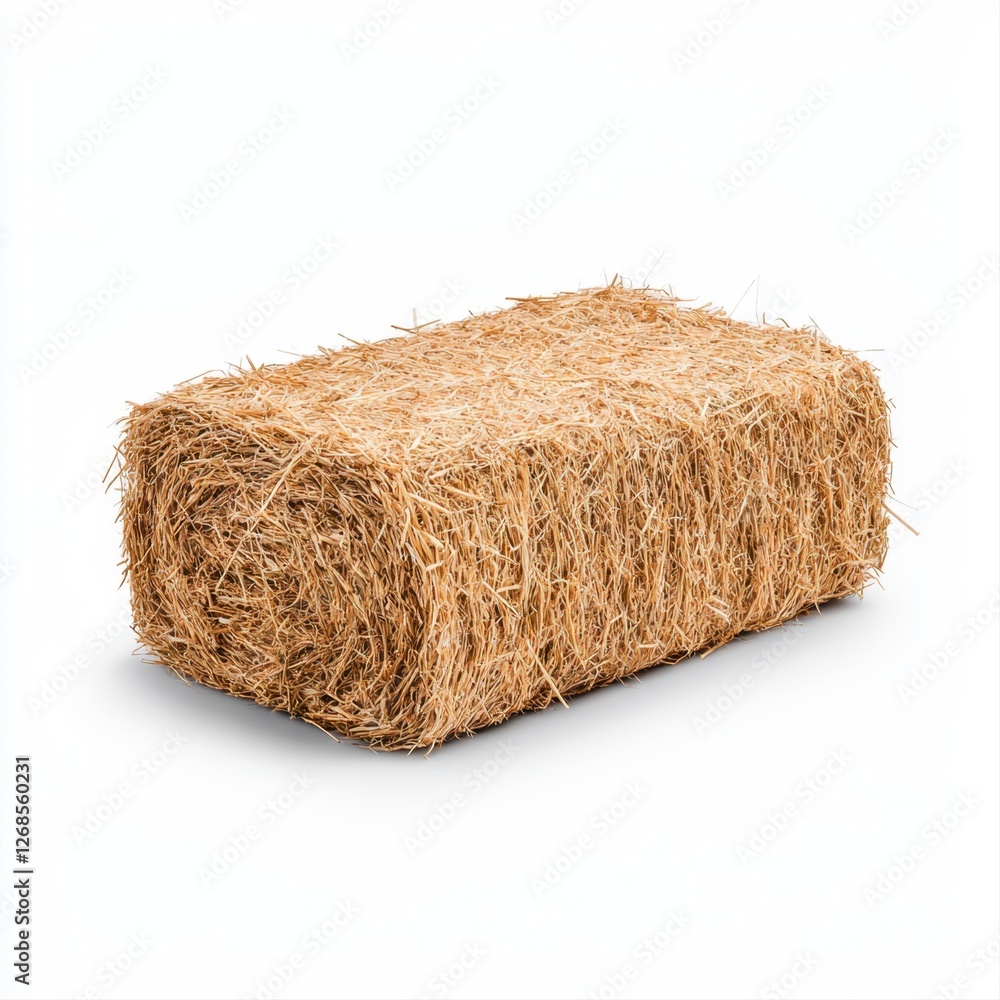 Dry hay bale isolated on a transparent background for agricultural and ...