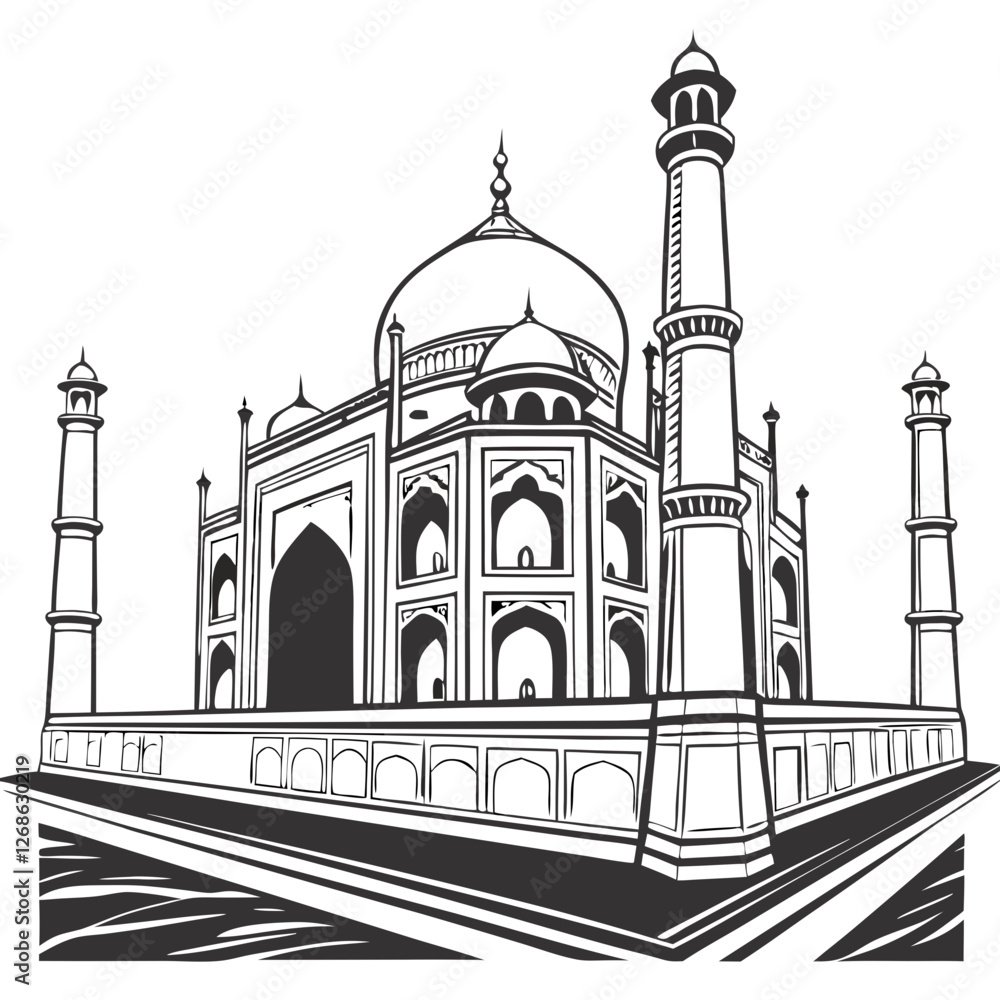 Taj Mahal India Vector Illustration - Symbol of Eternal Love. Perfect ...