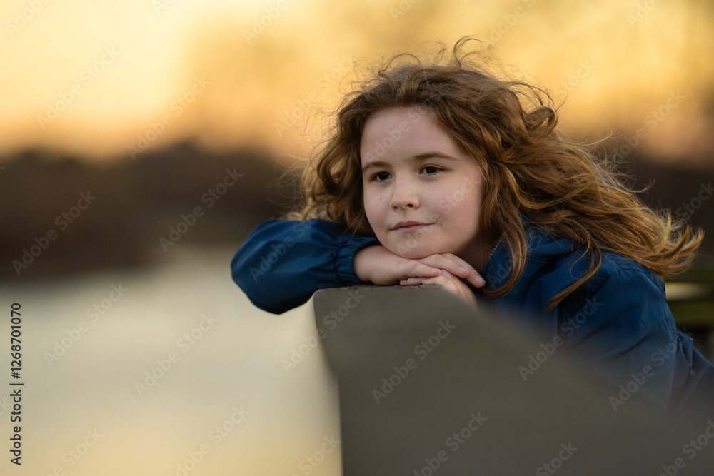 Childhood inspiration. Carefree child. Cute kids face. Child full of ...